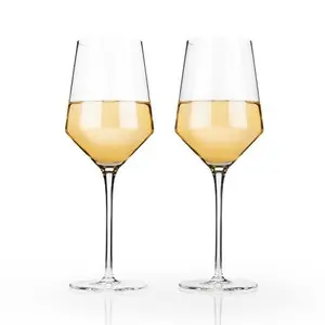VISKI Raye Crystal Angled Chardonnay Glasses Set Of 2