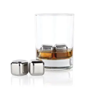 VISKI Glacier Rocks Small Cubes In Stainless Steel Set Of 4 - Silver