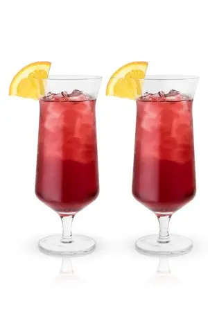 VISKI Raye Crystal Angled Hurricane Glasses Set Of 2