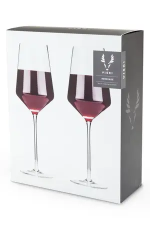 VISKI Raye Crystal Angled Bordeaux Glasses Set Of 2