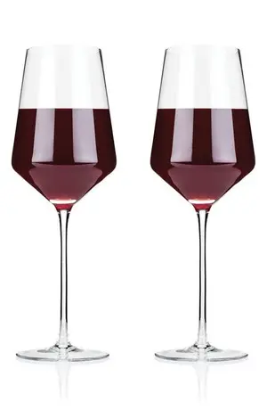 VISKI Raye Crystal Angled Bordeaux Glasses Set Of 2