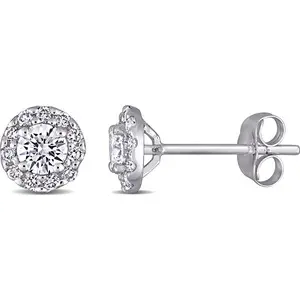 JULIANNA B. 14k Lab-grown Diamond Halo Stud Earrings - White Gold