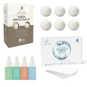 PURSONIC Eco Friendly Laundry & Wellness Bundle Detergent Sheets, Wool Dryer Balls - Multicolor