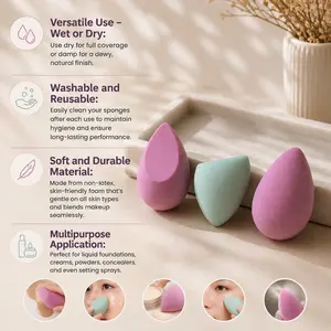 PURSONIC 3-pack Multi-shape Makeup Sponges - Multicolor