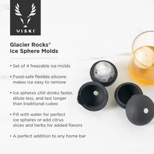 VISKI Glacier Rocks Ice Sphere Molds Set Of 4