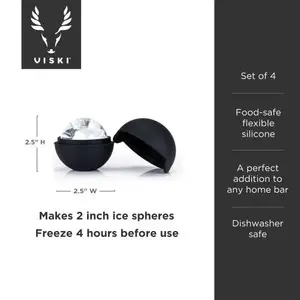 VISKI Glacier Rocks Ice Sphere Molds Set Of 4