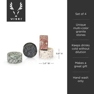 VISKI Glacier Rocks Multi-color Granite Stones Set Of 4