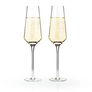 VISKI Raye Crystal Angled Champagne Flutes Set Of 2
