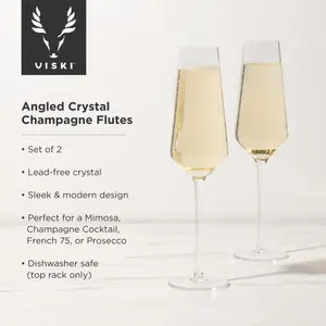 VISKI Raye Crystal Angled Champagne Flutes Set Of 2