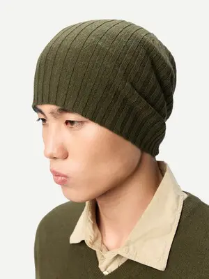 GOBI MONGOLIAN CASHMERE GOBI Mongolian Cashmere Rib Knit Beanie Avocado