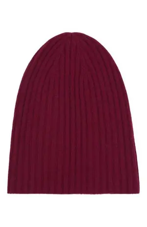 GOBI MONGOLIAN CASHMERE GOBI Mongolian Cashmere Rib Knit Beanie Bordeaux