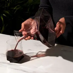 VISKI Seneca Crystal Faceted Wine Decanter