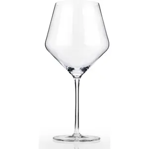 VISKI Raye Crystal Angled Burgundy Glasses Set Of 2 - Clear