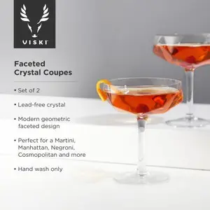 VISKI Seneca Crystal Faceted Coupes Set Of 2