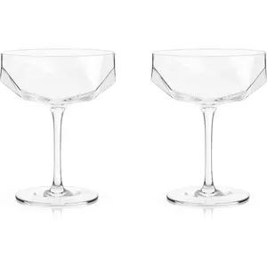 VISKI Seneca Crystal Faceted Coupes Set Of 2 - Clear