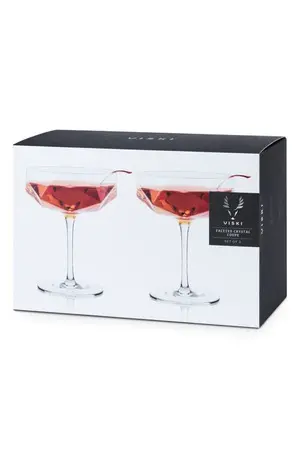 VISKI Seneca Crystal Faceted Coupes Set Of 2
