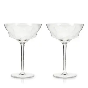 VISKI Seneca Crystal Faceted Martini Glasses Set Of 2 - Clear