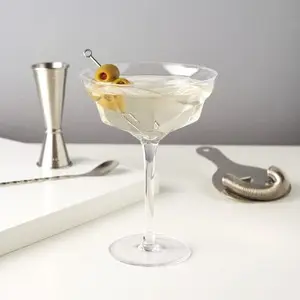 VISKI Seneca Crystal Faceted Martini Glasses Set Of 2