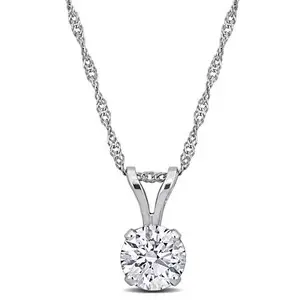JULIANNA B. 14k Lab-grown Diamond Solitaire Pendant Necklace - White Gold