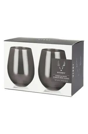VISKI Stemless Wine Glasses Set Of 2