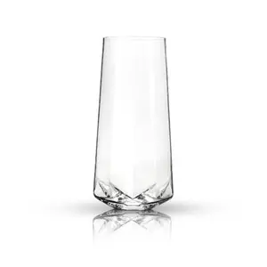 VISKI Seneca Crystal Faceted Stemless Champagne Flutes Set Of 2 - Clear