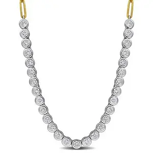 JULIANNA B. Lab-grown Diamond Tennis Necklace In 14k Two-tone Gold - White Gold