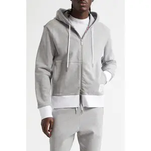 Thom Browne Engineered 4-bar Zip-up Hoodie - Light Grey
