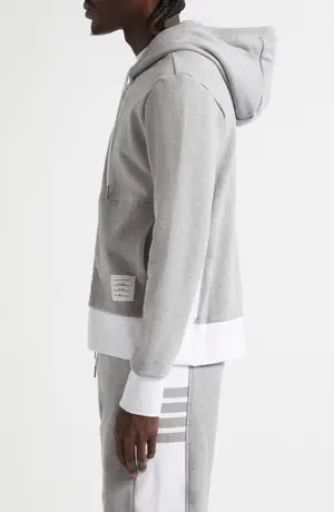 Thom Browne Engineered 4-bar Zip-up Hoodie - Light Grey