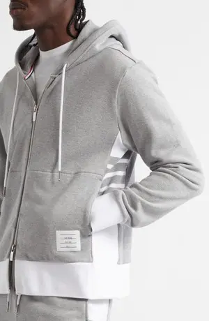 Thom Browne Engineered 4-bar Zip-up Hoodie - Light Grey