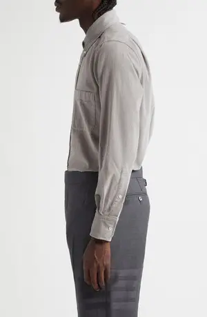 Thom Browne Straight Fit Cotton Corduroy Button-down Shirt