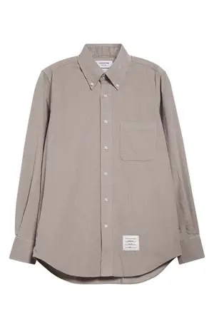 Thom Browne Straight Fit Cotton Corduroy Button-down Shirt