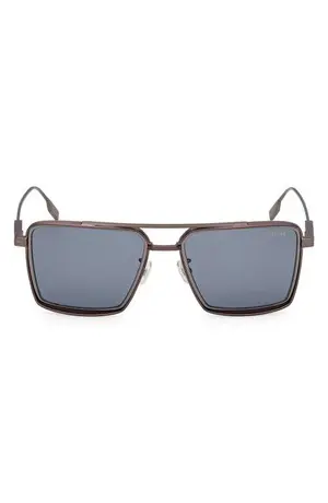 Zegna ZEGNA 56mm Navigator Sunglasses Matte Dark Bronze /gunmetal