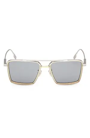 Zegna 56mm Navigator Sunglasses - Palladium/ Deep Gold / Smoke