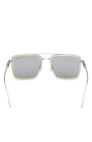 Zegna 56mm Navigator Sunglasses - Palladium/ Deep Gold / Smoke