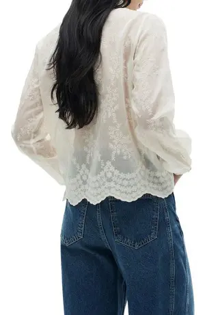 Mango Embroidered Floral Lyocell-blend Shirt