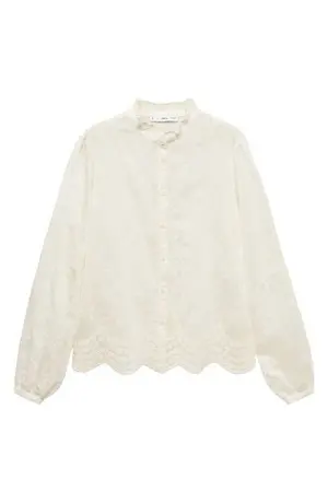 Mango Embroidered Floral Lyocell-blend Shirt