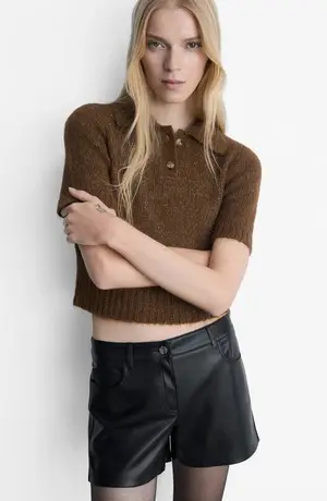 Mango Bonnie Faux Leather Shorts