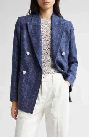 Eleventy Pinstripe Double Breasted Blazer