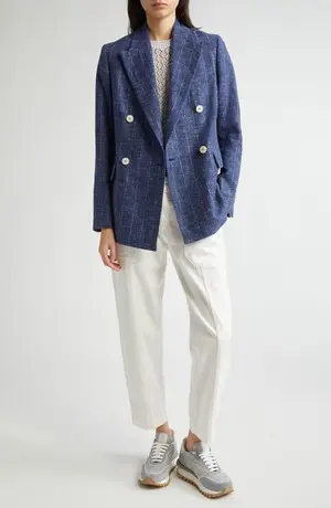 Eleventy Pinstripe Double Breasted Blazer