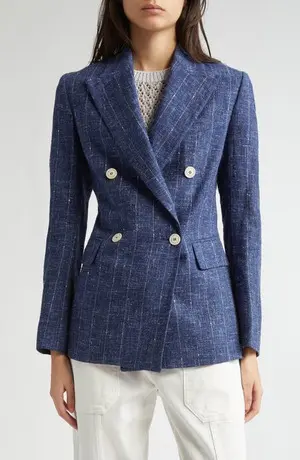 Eleventy Pinstripe Double Breasted Blazer