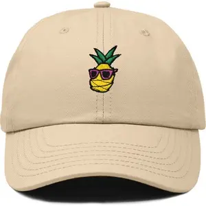DALIX Dalix Pineapple Embroidered Cap Khaki