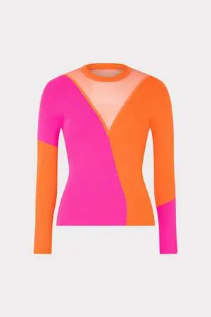 MILLY Color Block Graphic Top
