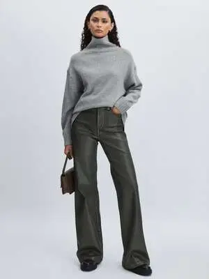Paige Leenah Coated Wide-leg Jeans