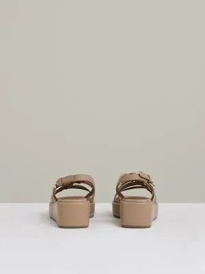 REISS Lana Leather Knot Strappy Platform Sandals