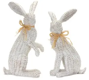 MELROSE Wicker Rabbit Statue - One-color