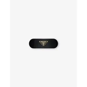 Prada Triangle Logo Plexiglass Hair Clip - Black