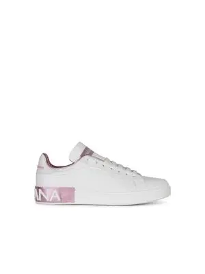 Dolce & Gabbana Portofino Leather Sneakers - White