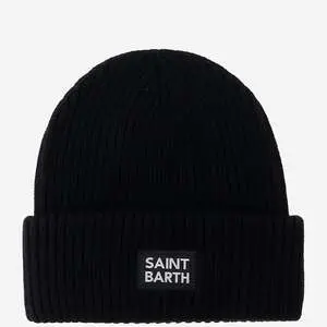 MC2 SAINT BARTH Wool-blend Beanie With Logo - Black