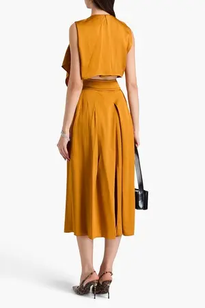 Victoria Beckham Draped Satin Midi Wrap Dress