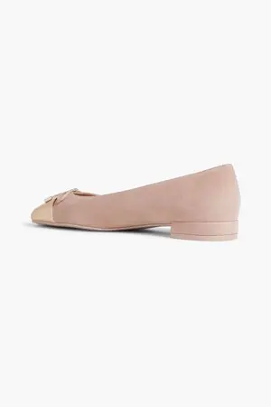 STUART WEITZMAN Leather-trimmed Suede Ballet Flats